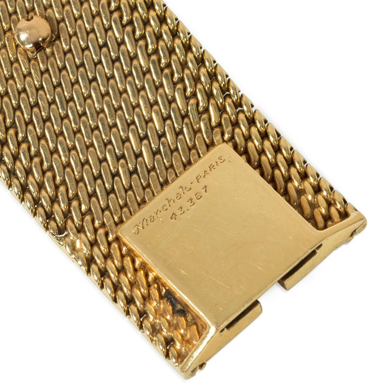 Georges Lenfant for Marchak Midcentury Woven Gold Bracelet with Gem-Set ...