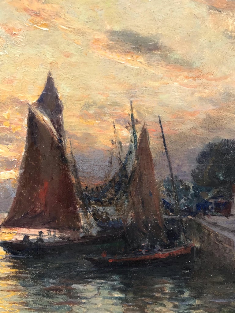 Georges Maroniez - Back to Fishing Harbour - Painting 19th Century For ...