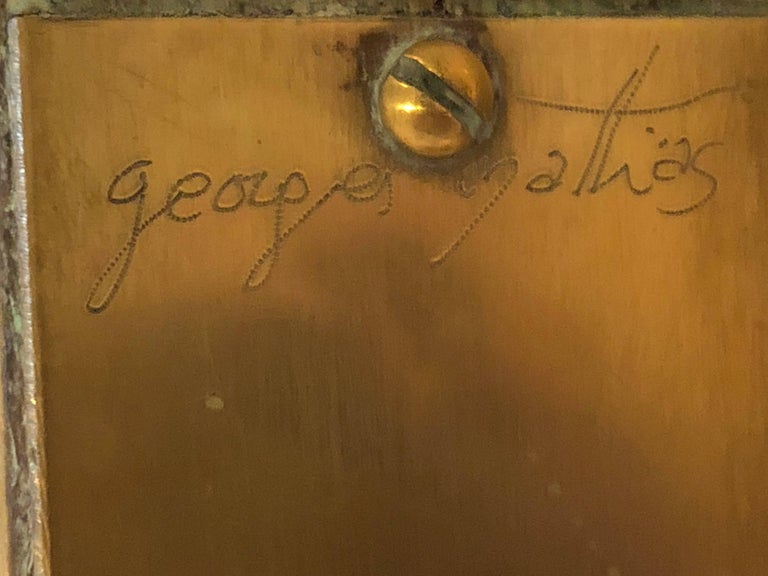 Signed Georges Matthias Bronze Etched Coffee Table with Sunburst For ...