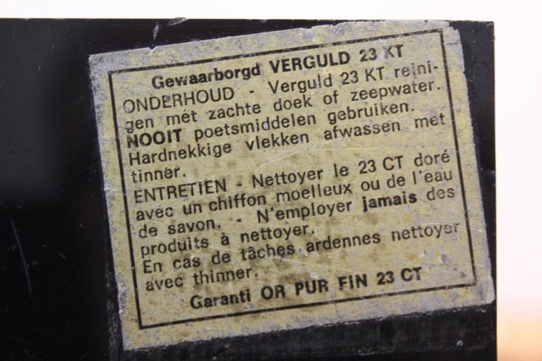 Georges Mathias Signed 23-Carat Gold-Plated Handmade Etched Table Lamp ...