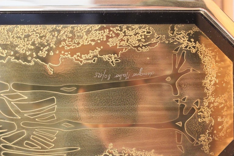 Georges Mathias Signed 23-Carat Gold-Plated Handmade Etched Table Lamp ...