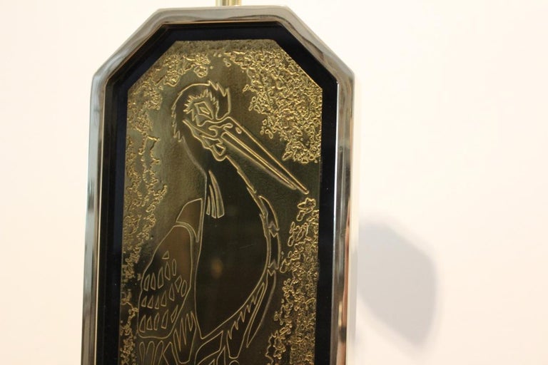 Georges Mathias Signed 23-Carat Gold-Plated Handmade Etched Table Lamp ...