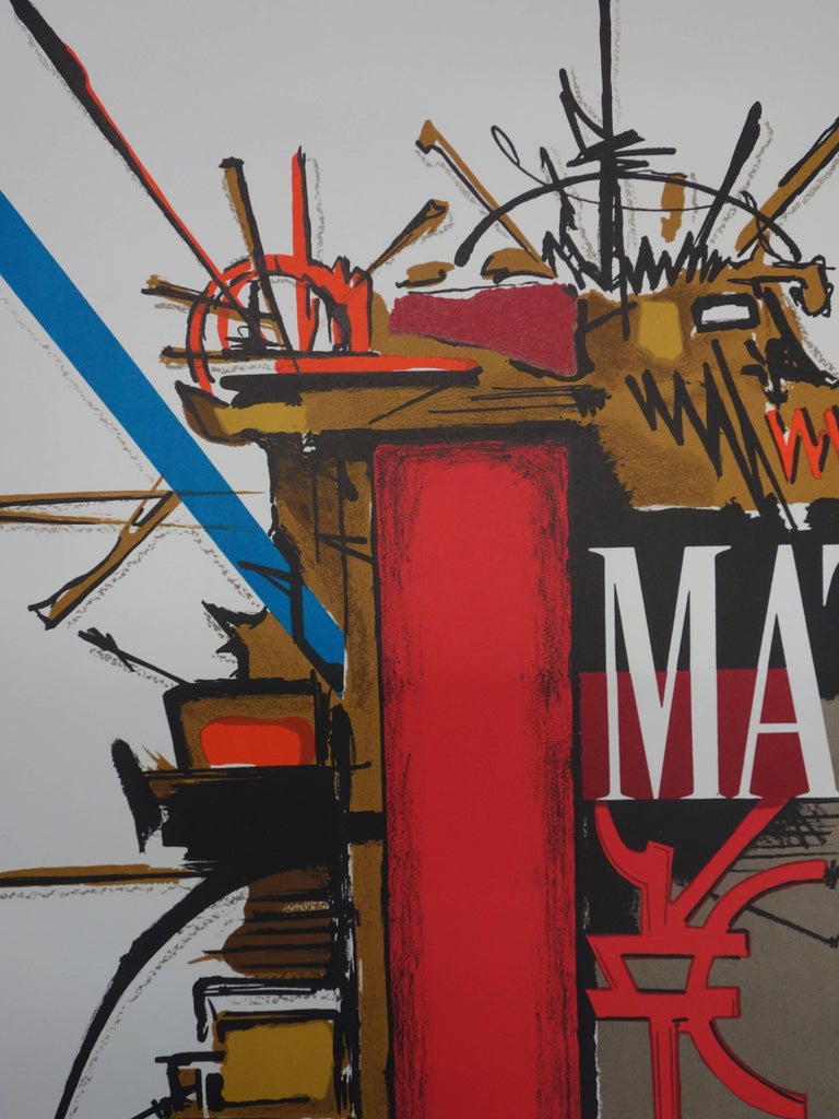 Georges Mathieu - Abstract Symbols - original lithograph - Mourlot 1965 ...