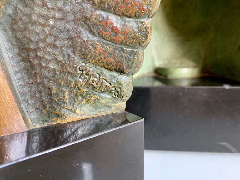 Georges-Raoul Garreau Art Deco Pair Bronze Native American Chiefs For Sale at 1stDibs