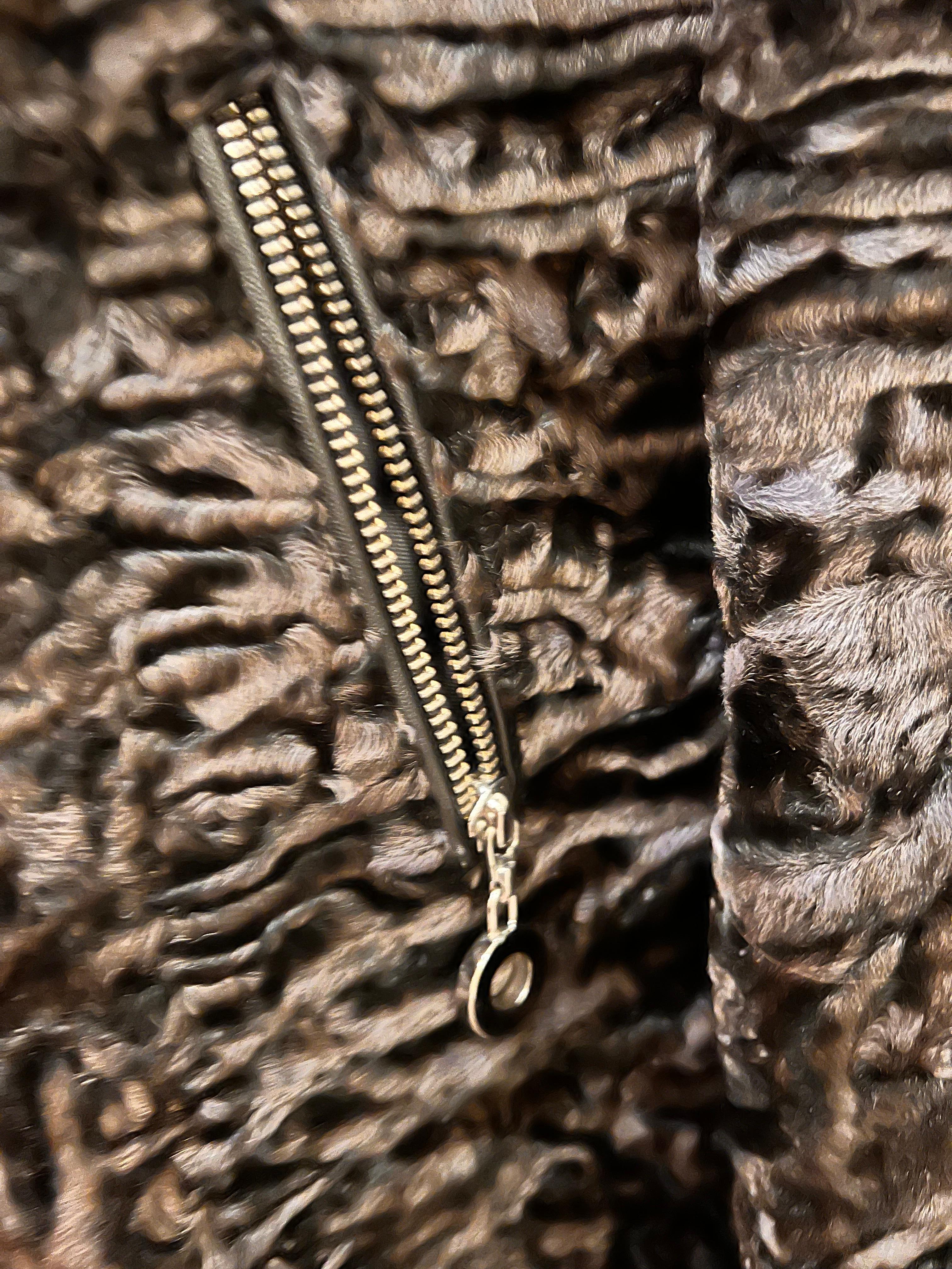 Georges Rech Black Persian Lamb Astrakhan Coat and fox collar Swakara ...