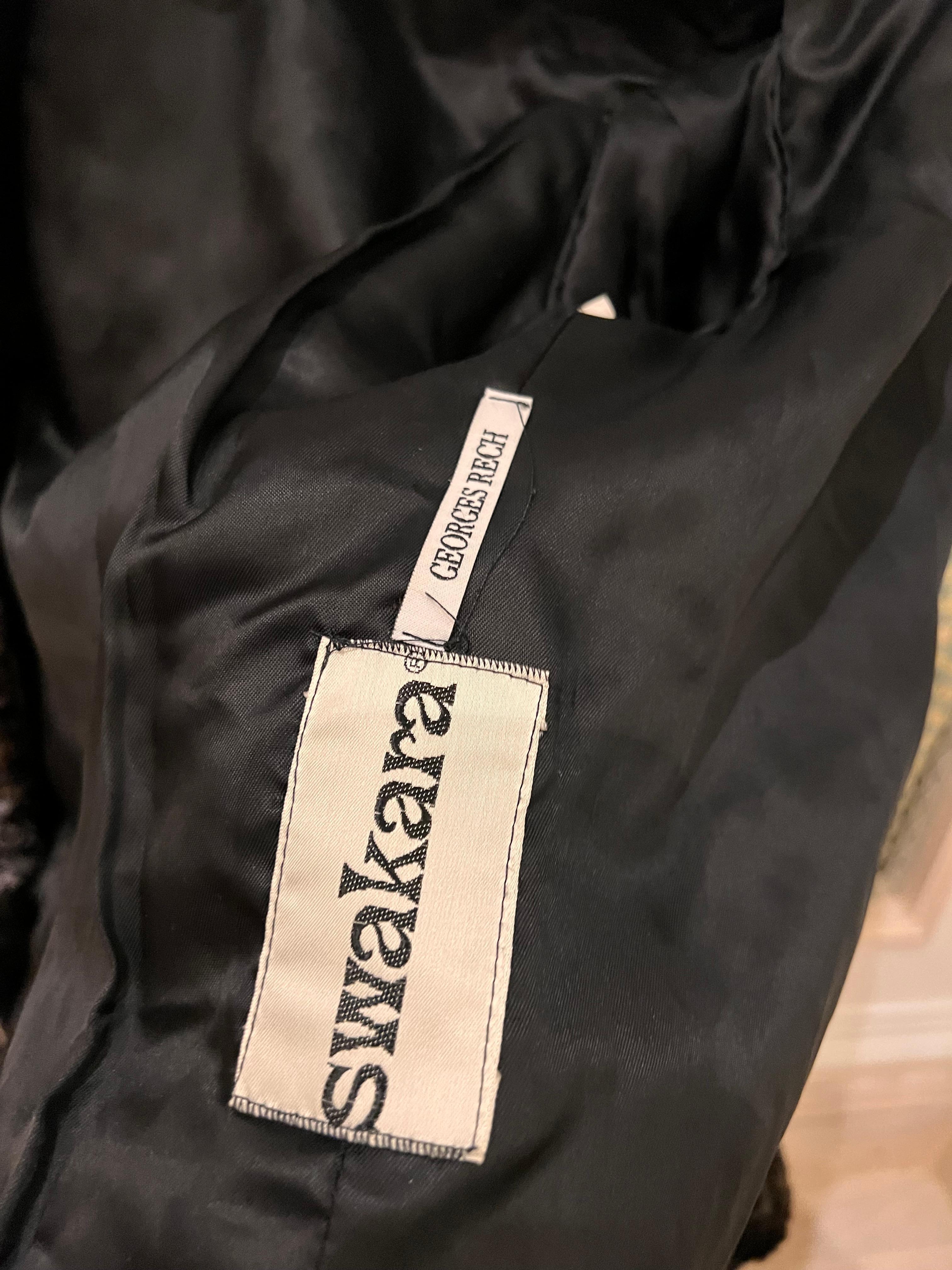 Georges Rech Black Persian Lamb Astrakhan Coat and fox collar Swakara ...