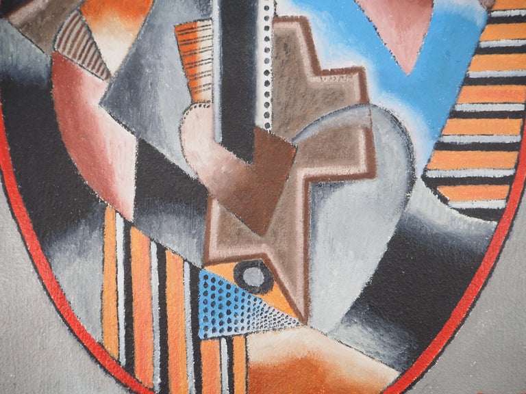 Georges Terzian - House on the Hill (Cubist Composition) - Original oil ...