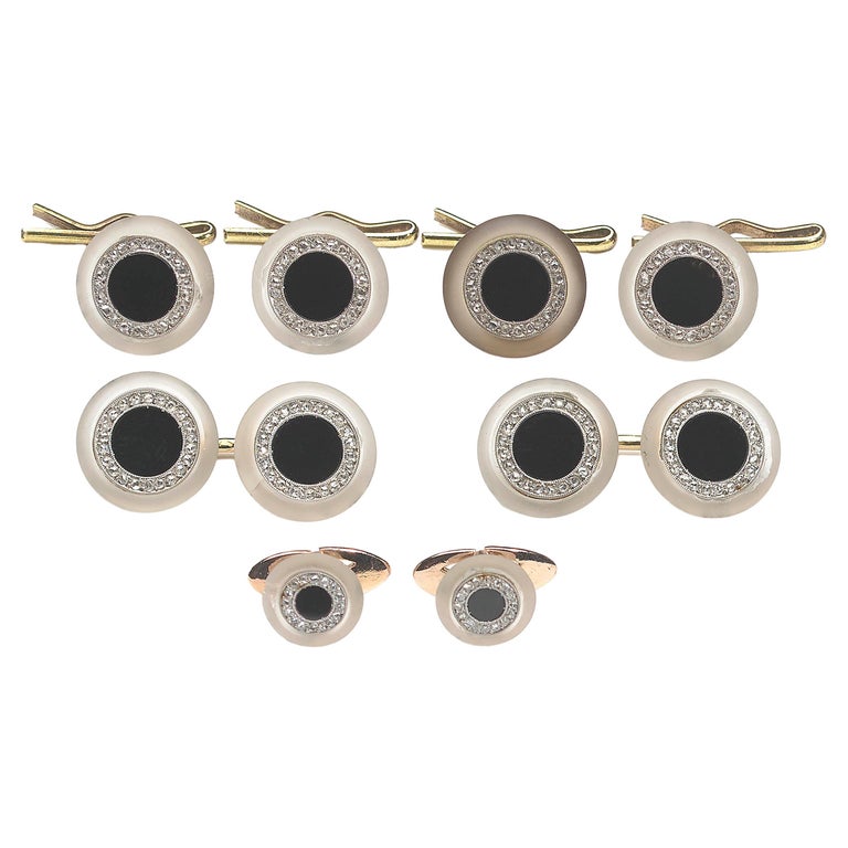 Georges Thibault French Art Deco Onyx, Diamond, Rock Crystal Dress-Set ...