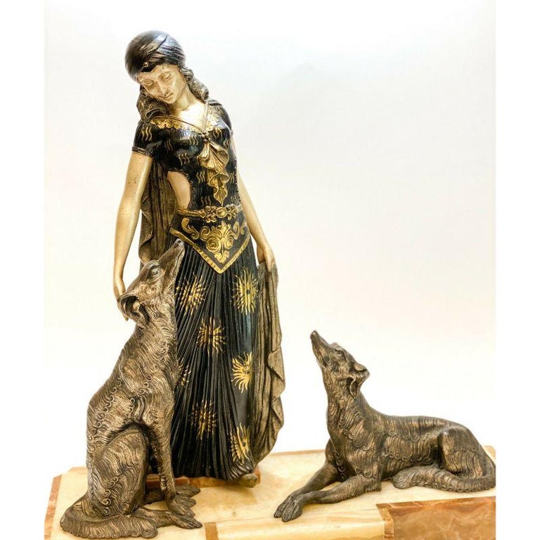 Georges Van De Voorde Art Deco Patinated and Silvered Metal Sculpture ...