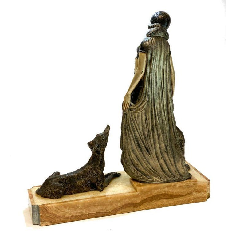 Georges Van De Voorde Art Deco Patinated and Silvered Metal Sculpture ...