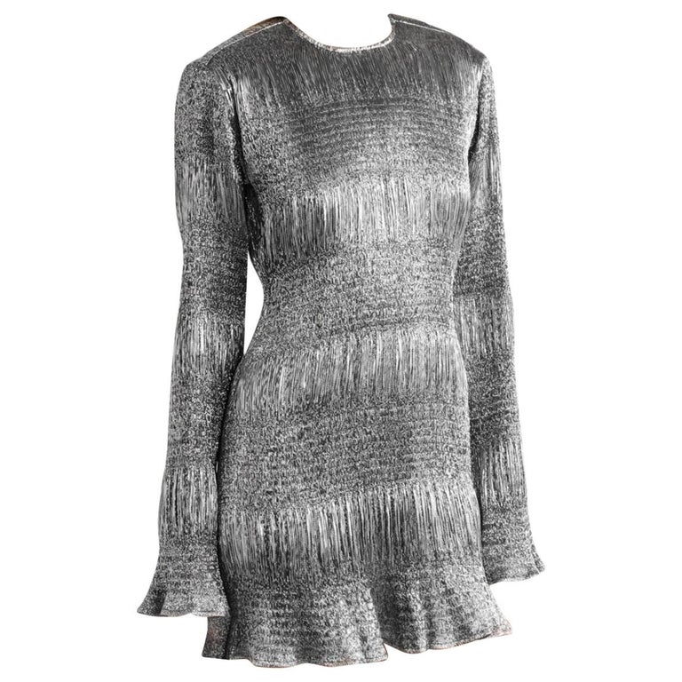 Georgia Alice Silver Metallic Lame Mini Dress - Size US 10 For Sale at ...