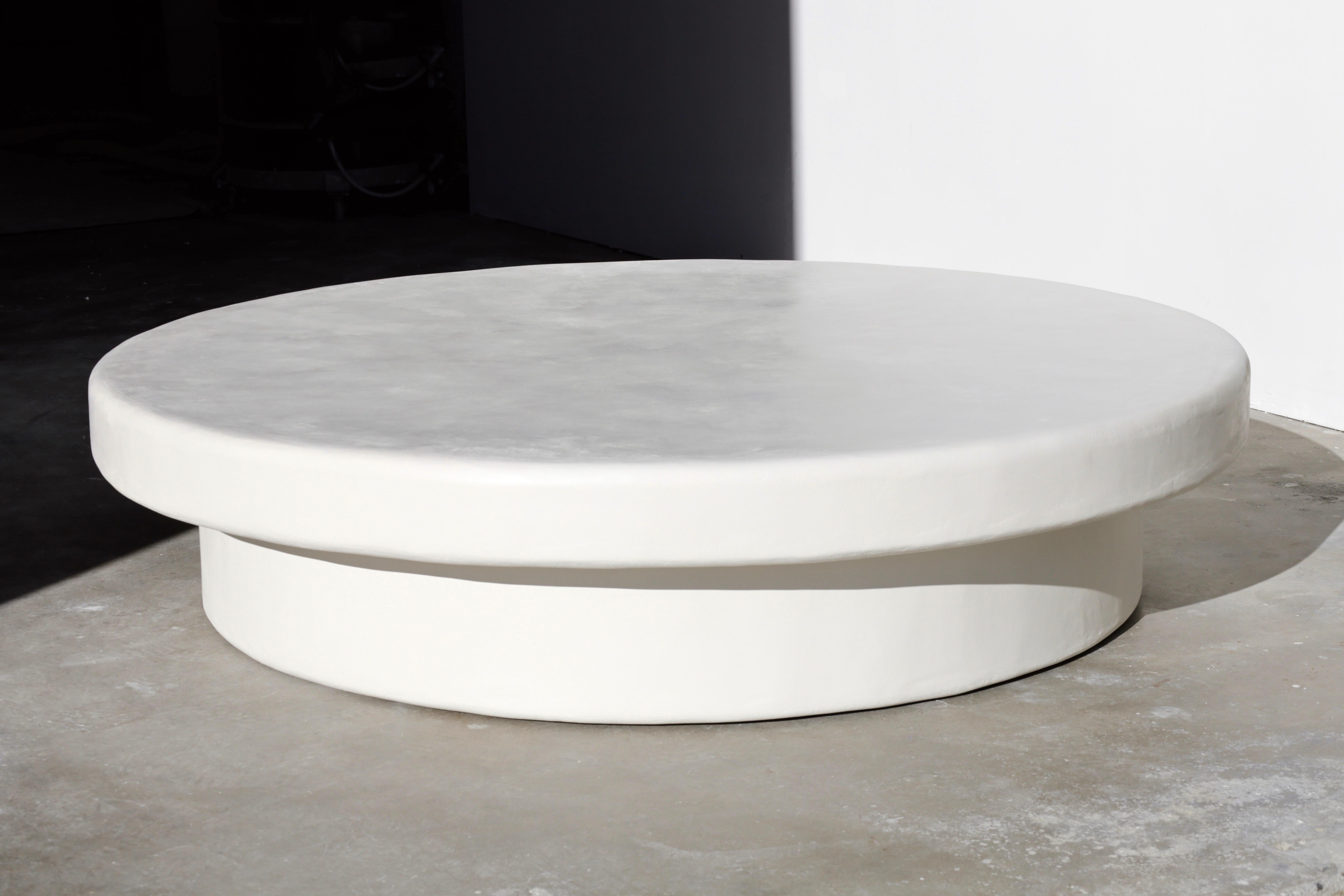 georgia 60" round plaster coffee table in bone by öken house studios ...