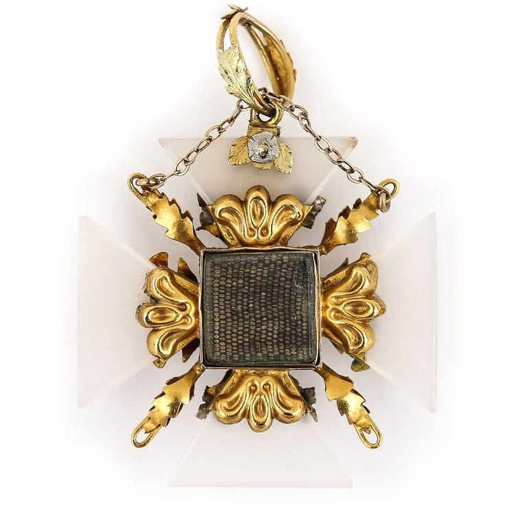Georgian 15ct Gold Chalcedony Maltese Cross Pendant and Chain, Circa ...