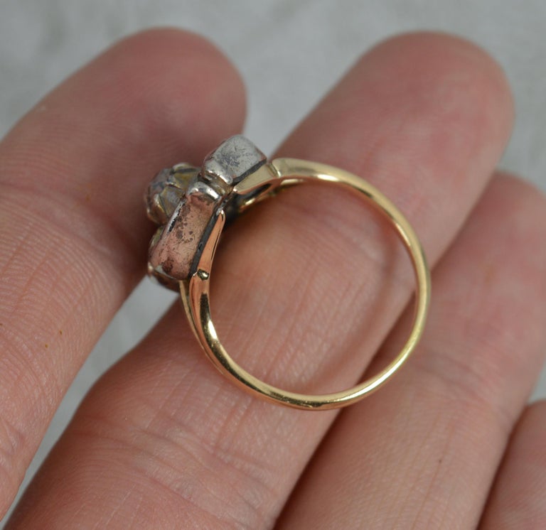 Georgian 15ct Gold and Rose Cut Diamond Cluster Panel Ring, c1780 For ...