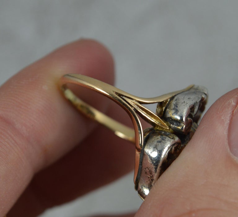 Georgian 15ct Gold and Rose Cut Diamond Cluster Panel Ring, c1780 For ...