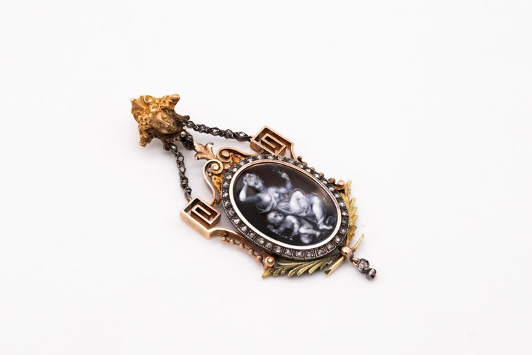 Georgian 1820 Allegory Beauty Grisaille Enamel Necklace 18Kt Gold And ...