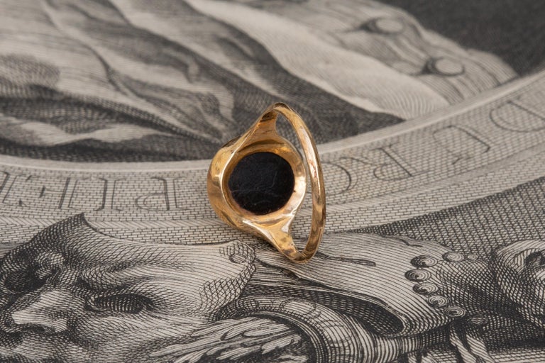 Georgian 18th Century Signet Ring with Ancient Roman Nicolo Intaglio of ...