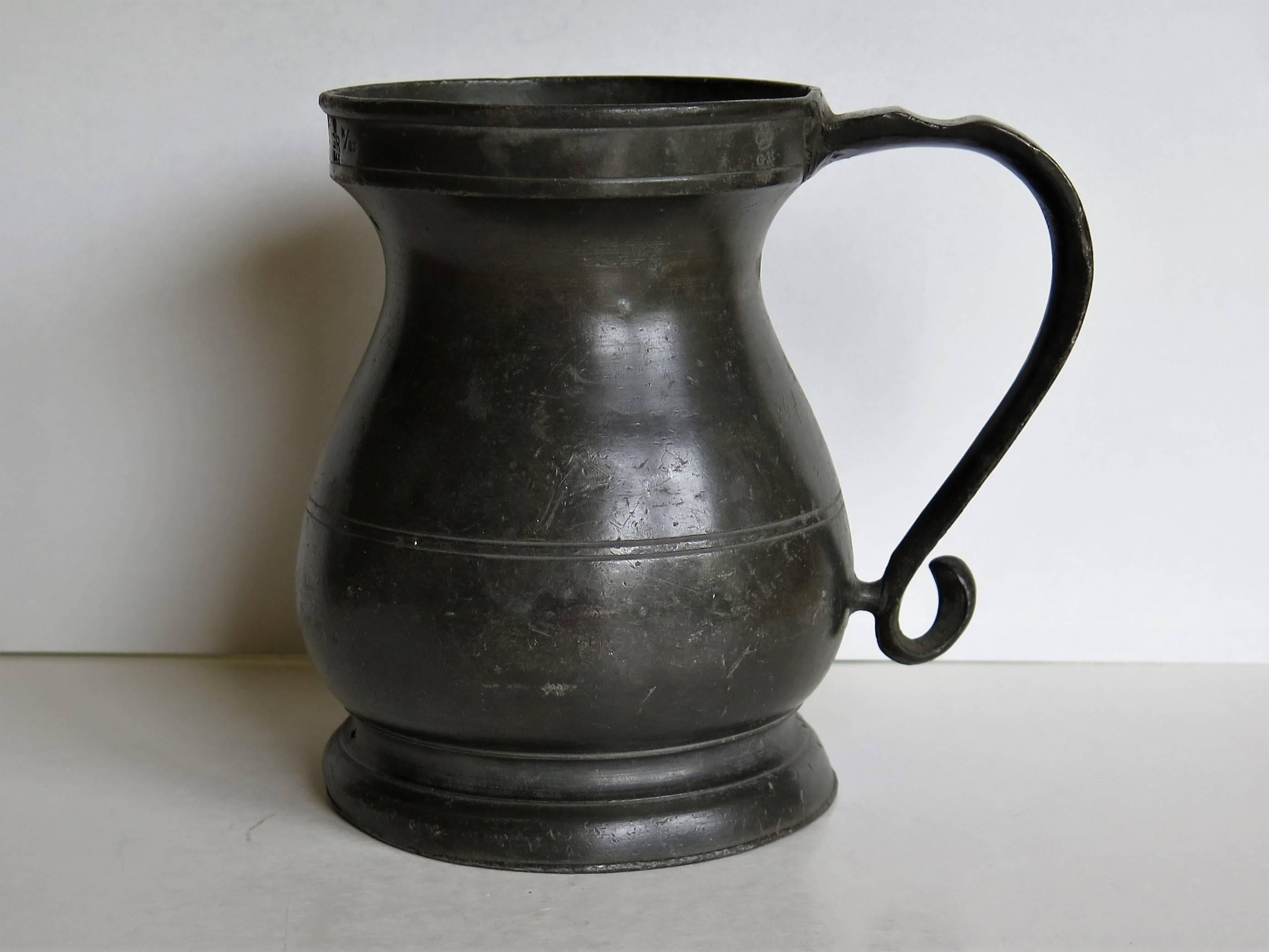 George 111rd Pewter Quart Tankard GR Stamped, English Circa 1760 at ...