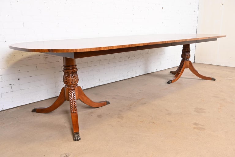 Georgian Banded Mahogany Double Pedestal Dining Table Attributed to ...