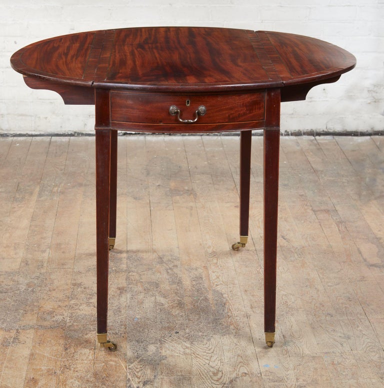 Georgian Brass Inlaid Pembroke Table For Sale at 1stDibs