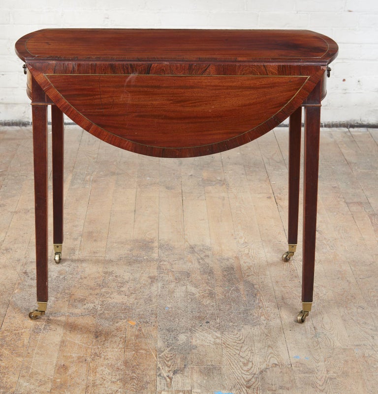 Georgian Brass Inlaid Pembroke Table For Sale at 1stDibs