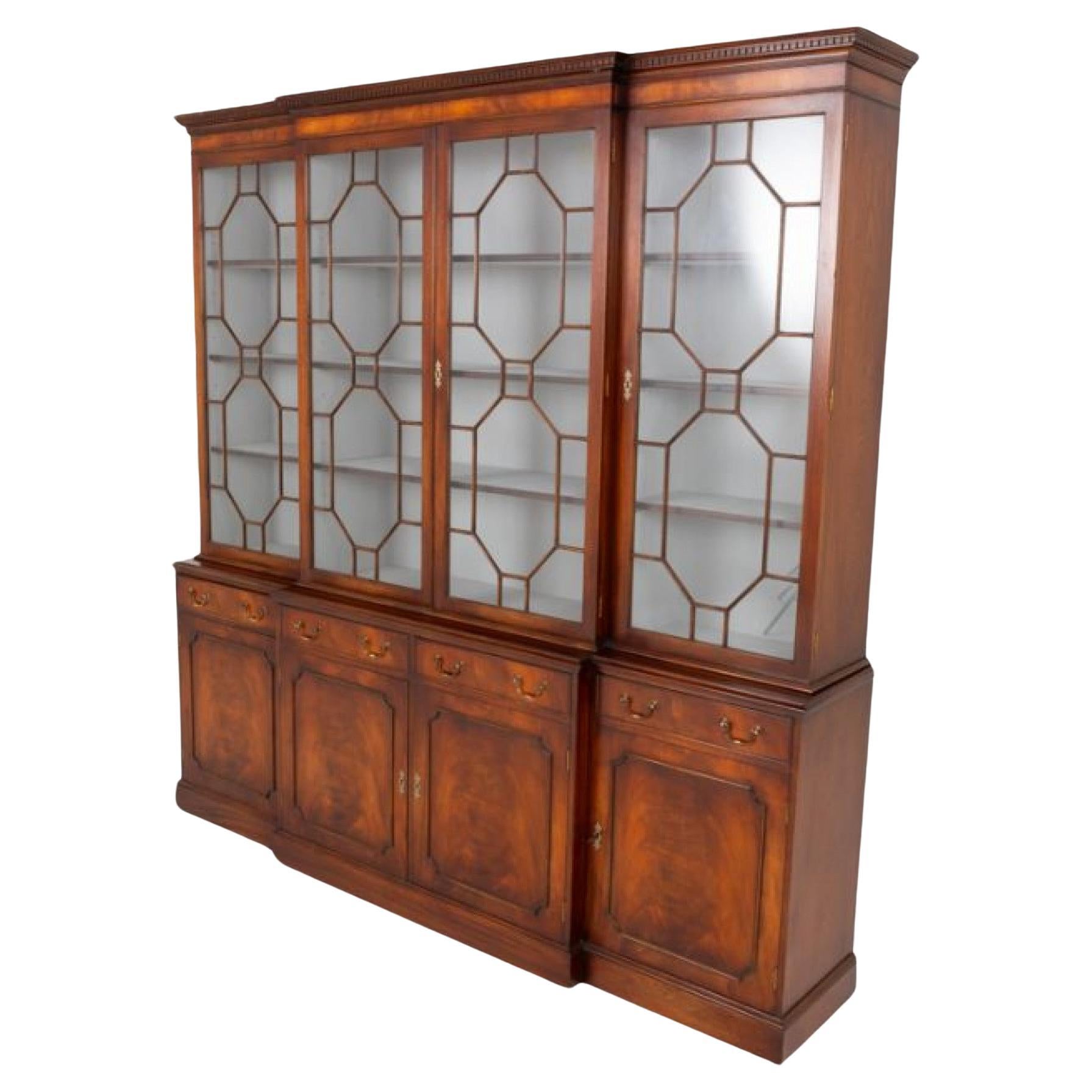 Georgian Breakfront Bookcase Library Mahogany Revival at 1stDibs