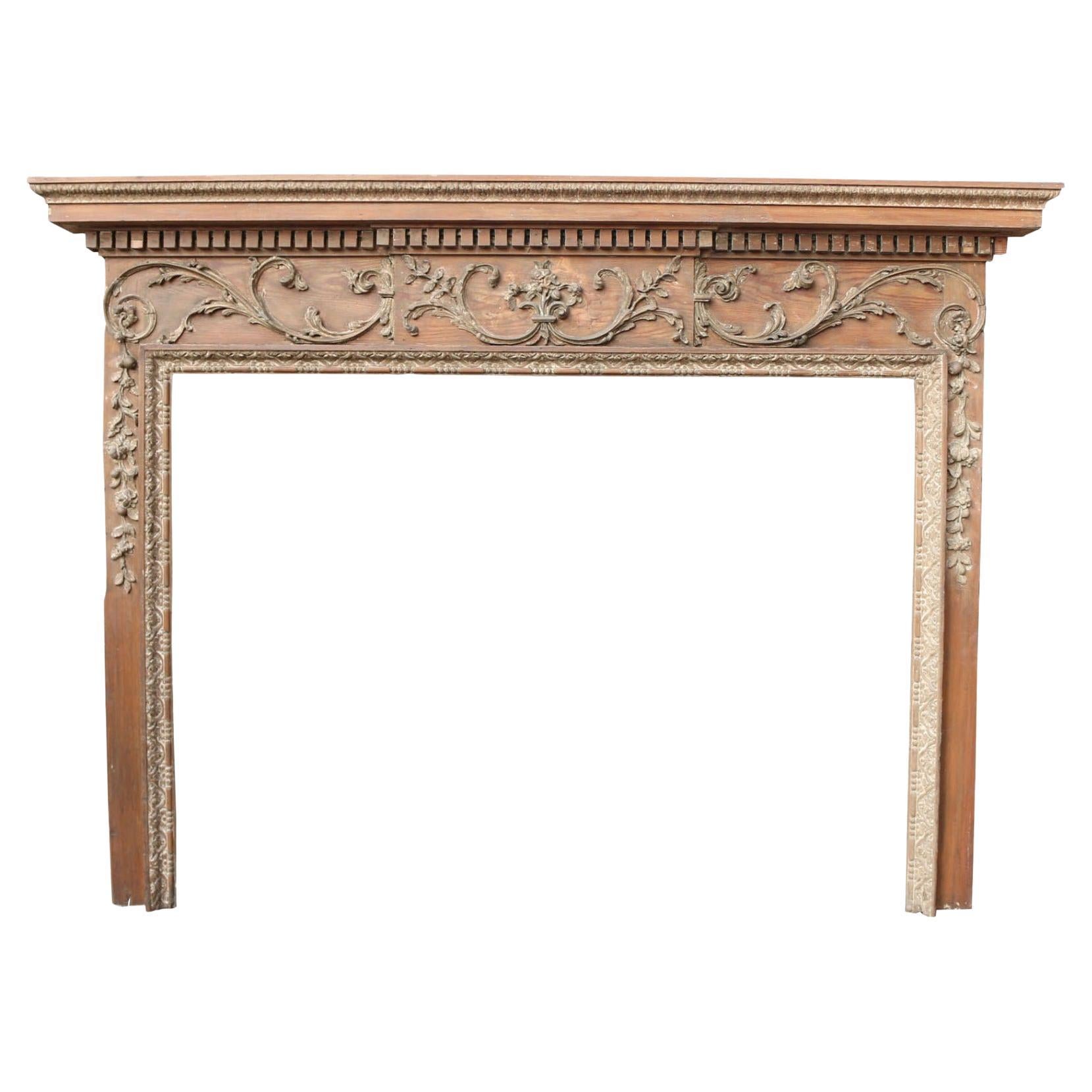English Georgian Style Carved Pine Fire Surround / Mantel, circa 1860 ...