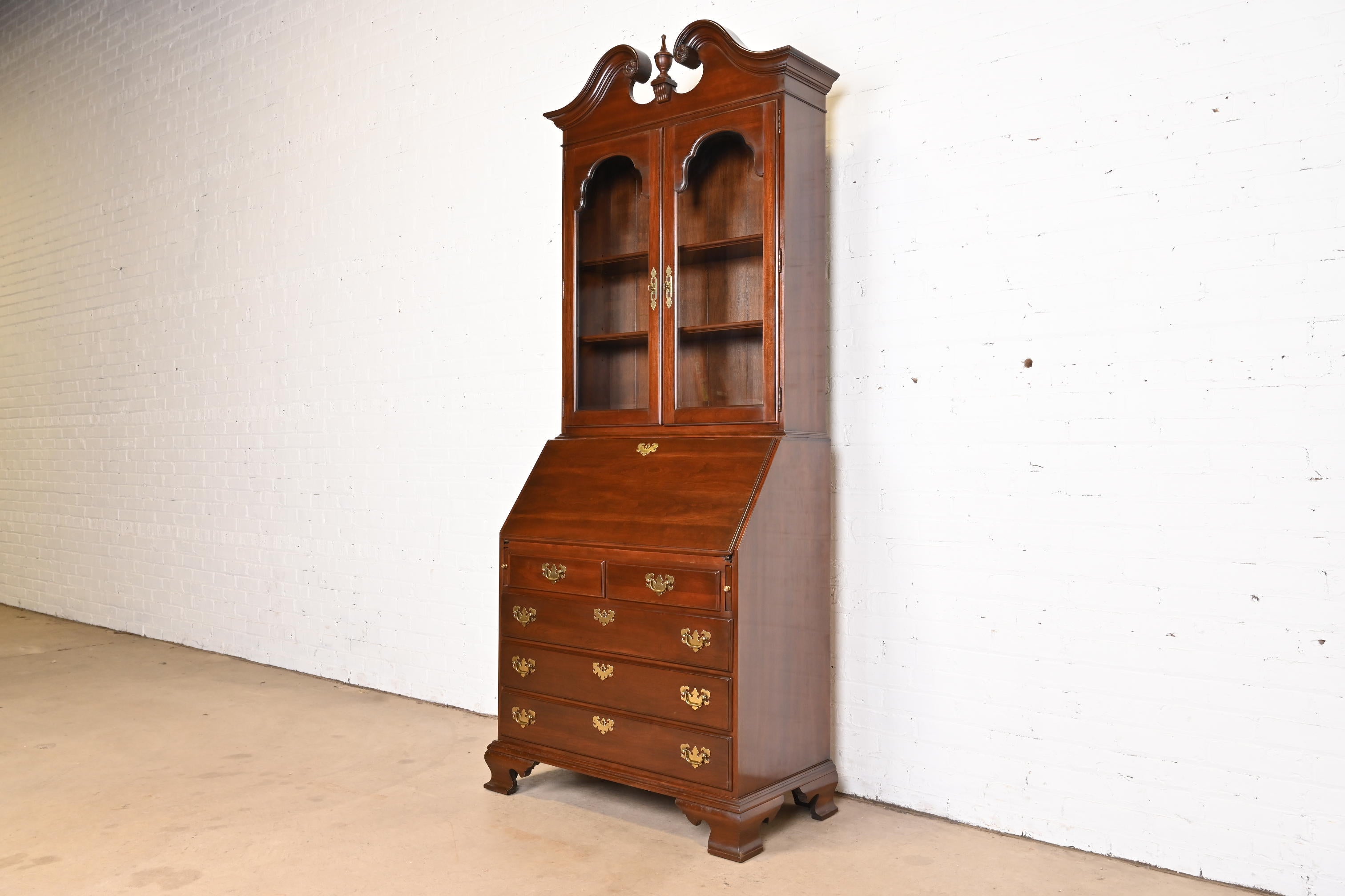 Georgian Cherry Wood Drop Front Secretary Desk With Bookcase Hutch For ...