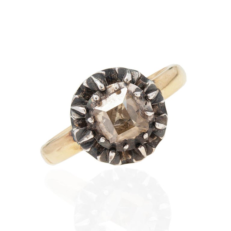 Victorian Conversion 18kt/Sterling Table Cut Diamond Ring 0.65ctw For ...