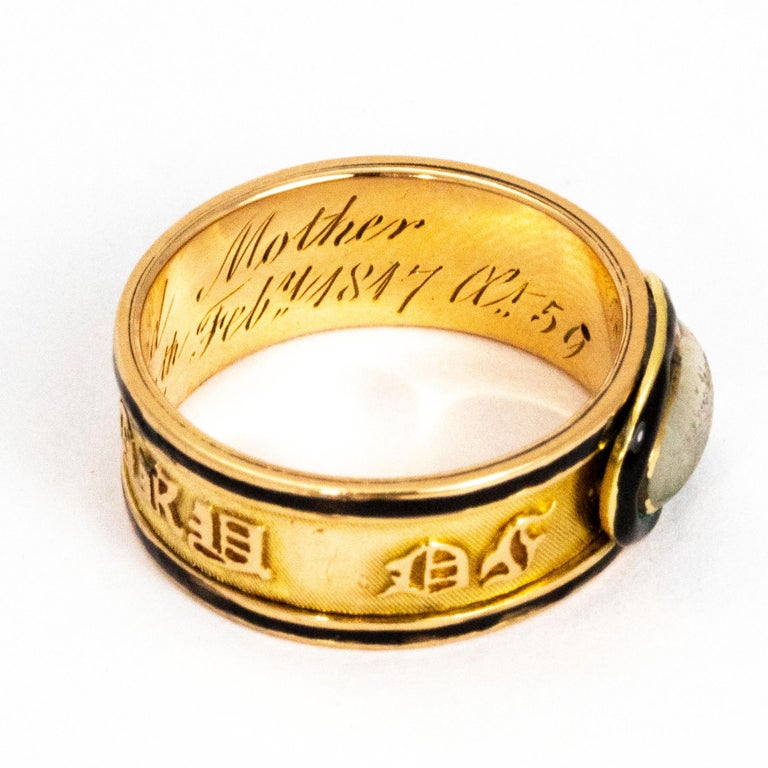 Georgian Crystal and Enamel 18 Carat Engraved Memorial Band For Sale at ...