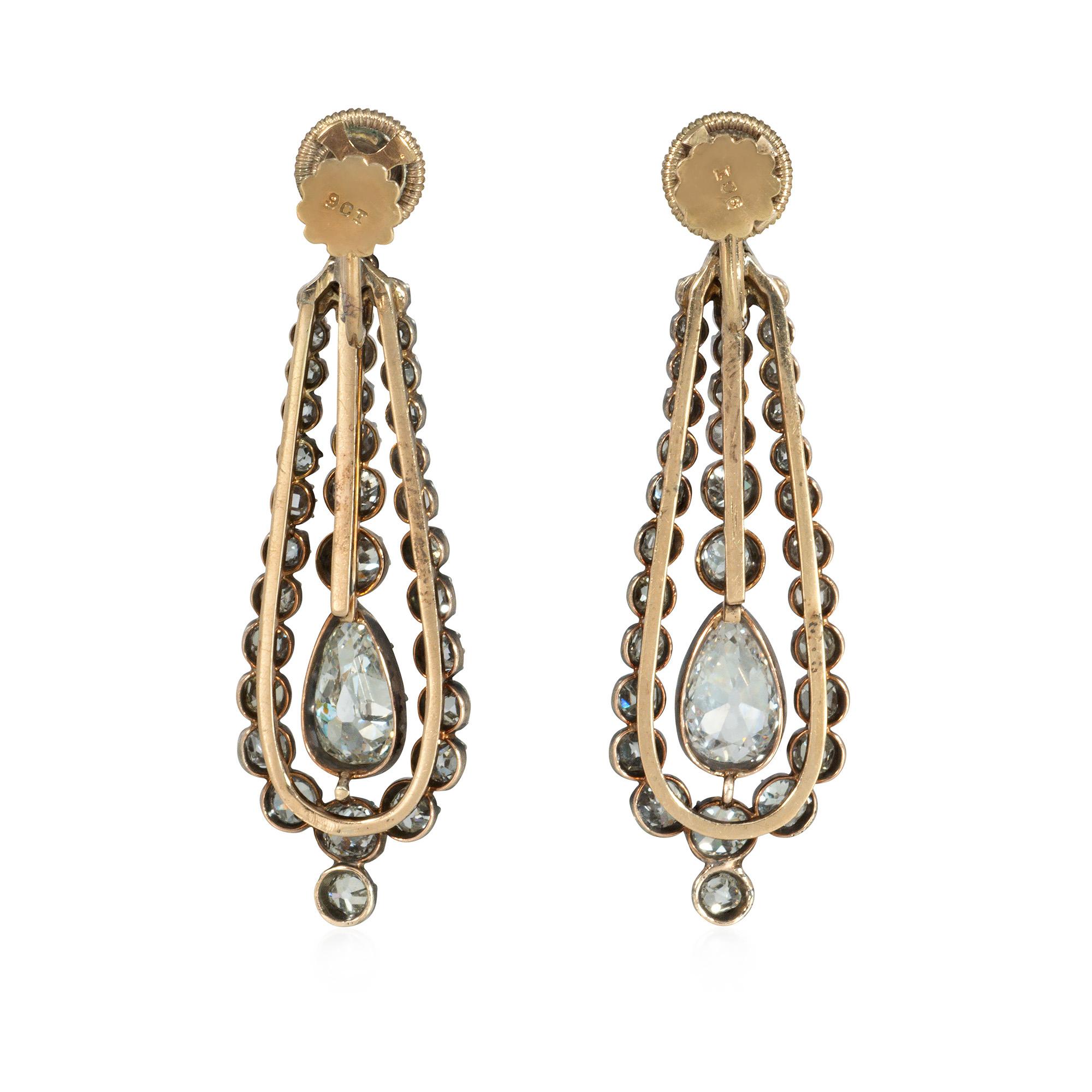 Georgian Diamond Articulated Pendeloque Earrings For Sale at 1stDibs
