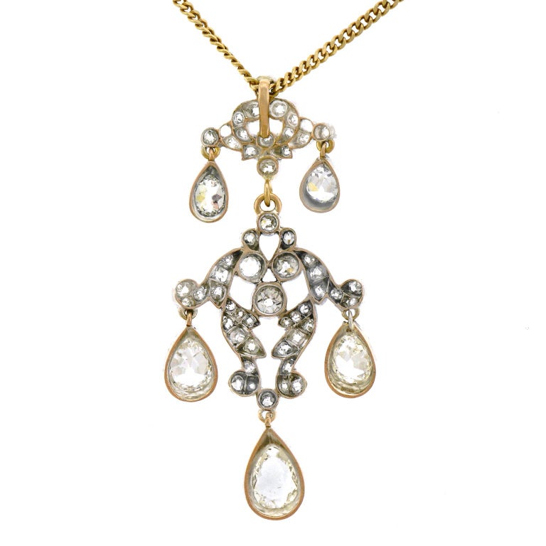 Georgian Diamond Set Silver Topped Gold Pendant For Sale at 1stDibs