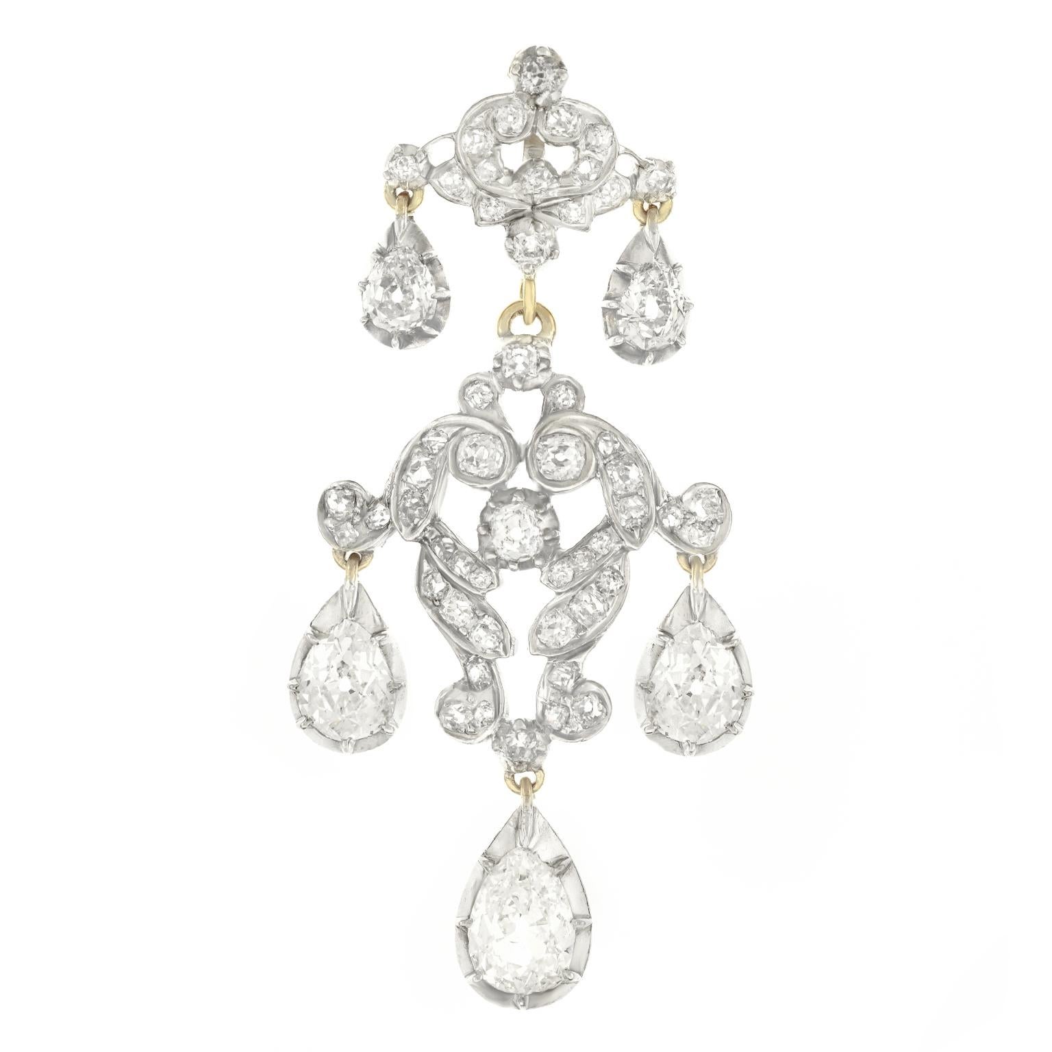 Georgian Diamond Set Silver Topped Gold Pendant For Sale at 1stDibs
