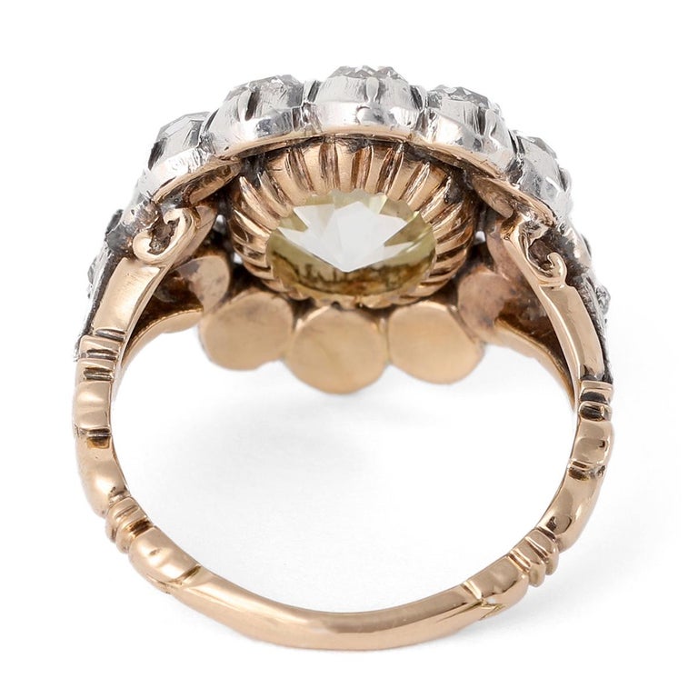 Georgian Dutch Revival GIA 4.31 Carats Old Mine Cut Diamond 14k Silver ...