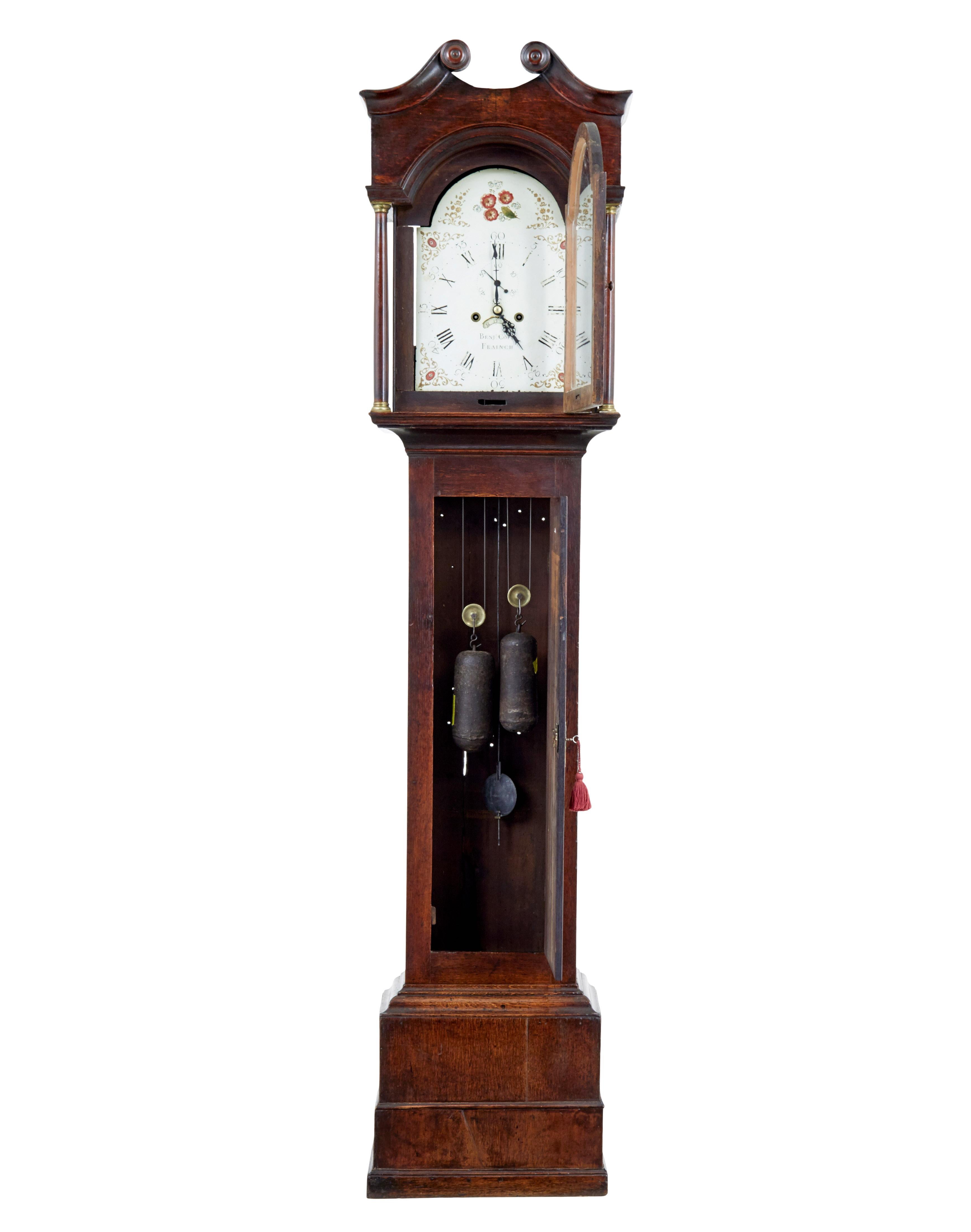 Georgian early 19th century oak long case clock For Sale at 1stDibs