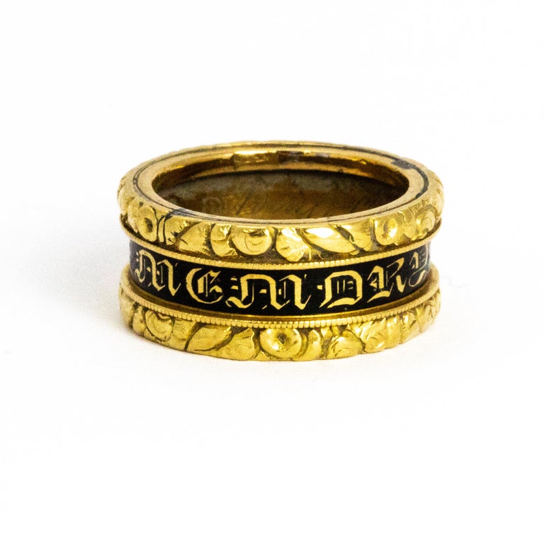 Georgian Enamel and 18 Carat Gold Mourning Band at 1stDibs
