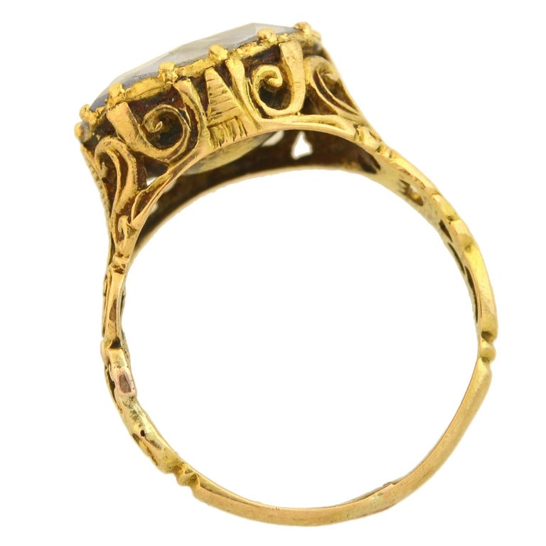 Georgian Foil Backed 10 Carat White Sapphire Filigree Ring at 1stDibs