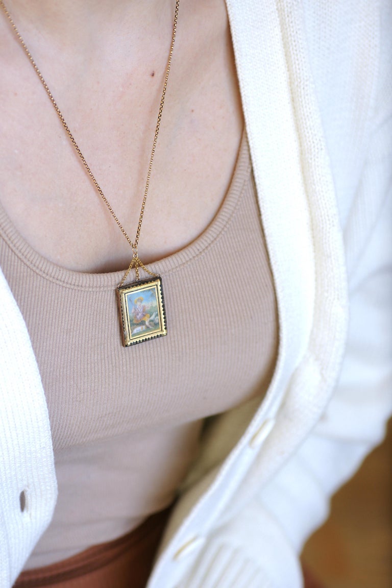 Georgian French Gold 'Verre Eglomisé' Shepherd Portrait Locket For Sale ...