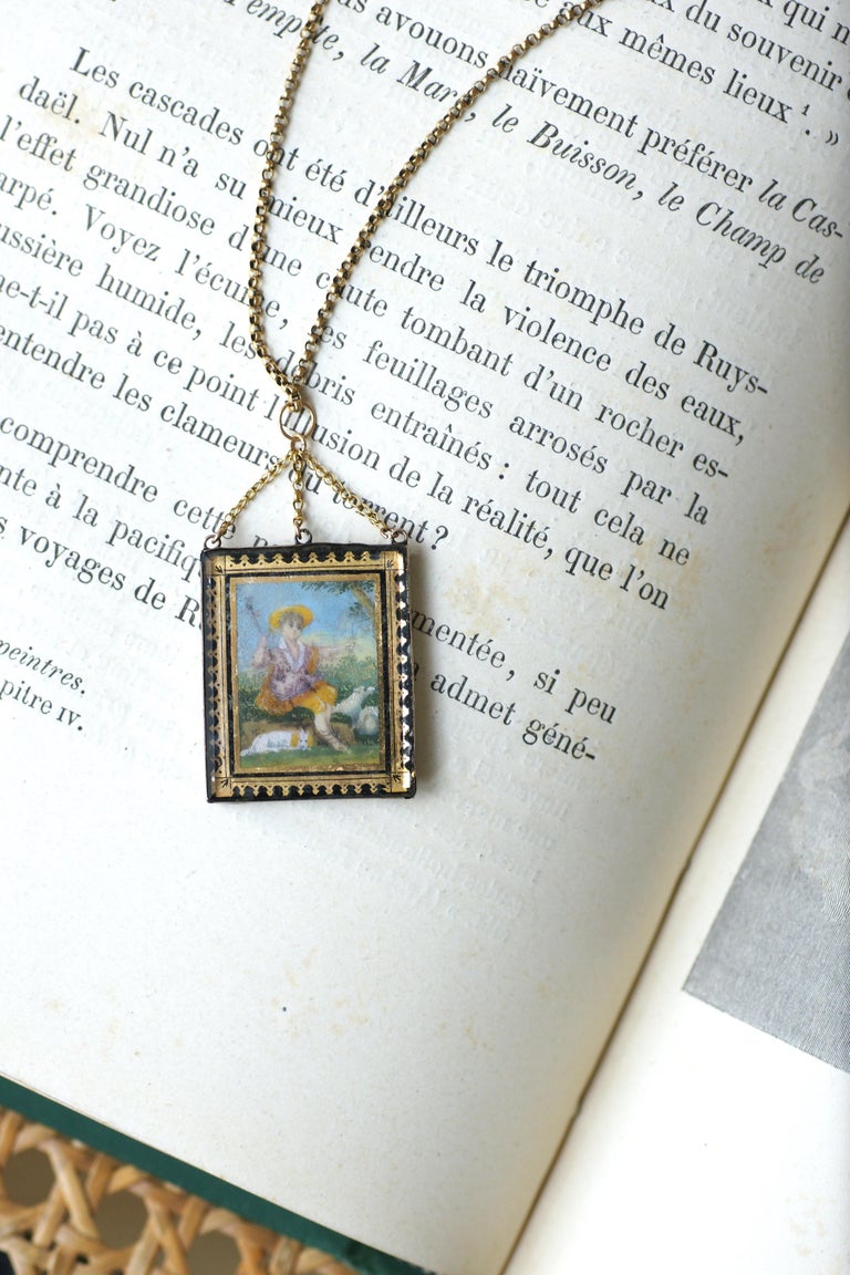 Georgian French Gold 'Verre Eglomisé' Shepherd Portrait Locket For Sale ...