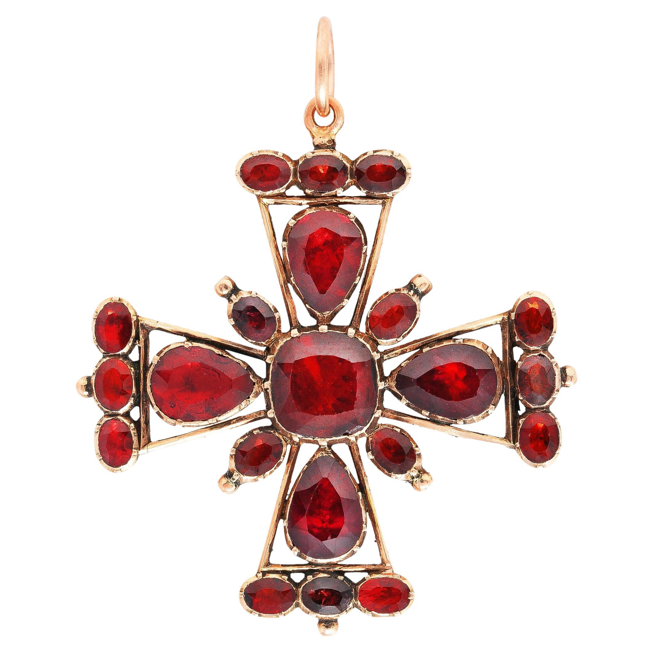 Georgian Chalcedony Two Color Gold Maltese Cross Pendant at 1stDibs ...