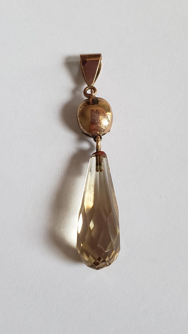 Georgian Gold and Citrine drop pendant For Sale at 1stDibs