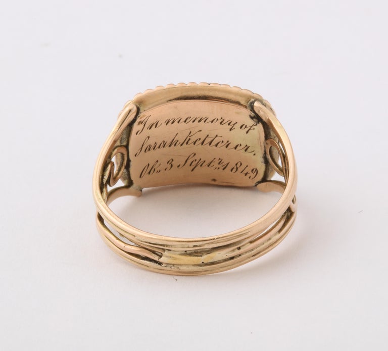 Georgian Gold Guilloche Enamel Old Mine Diamond Ring For Sale at 1stDibs