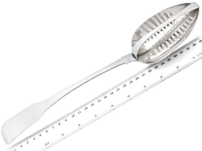 Georgian Irish Sterling Silver Fiddle Pattern Gravy Straining Spoon For ...