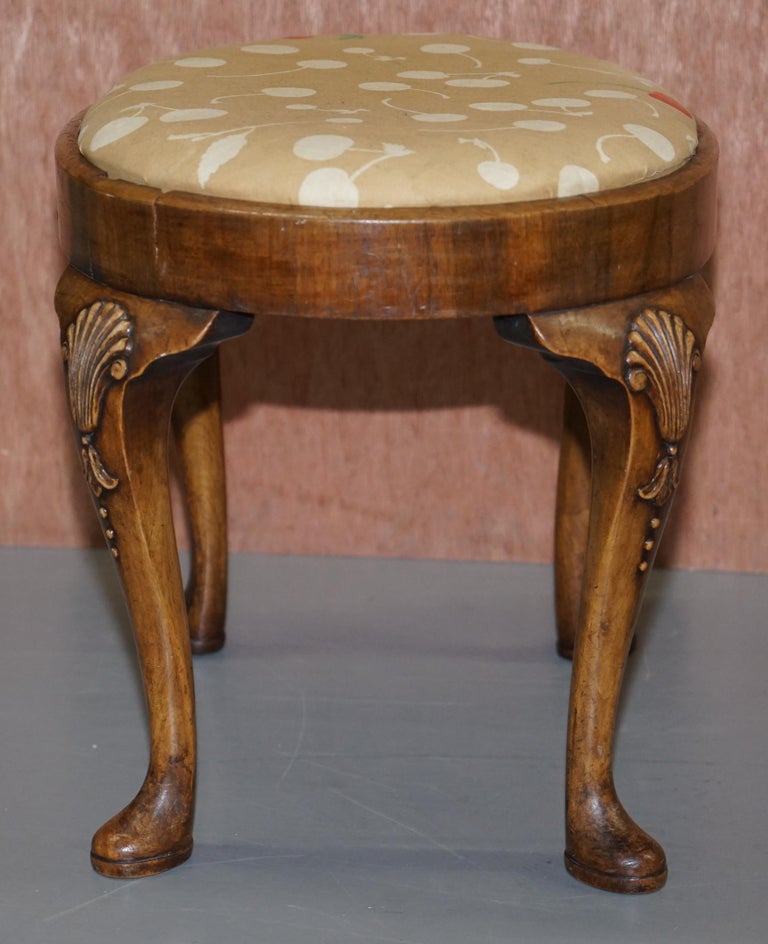 Georgian Irish Walnut Stool, Ornately Acanthus Leaf Carved Legs Lovely ...