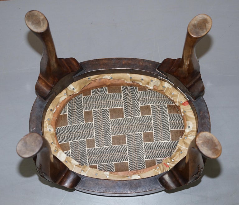 Georgian Irish Walnut Stool, Ornately Acanthus Leaf Carved Legs Lovely ...