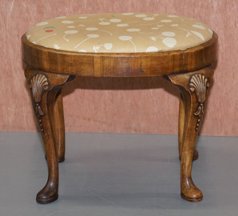 Georgian Irish Walnut Stool, Ornately Acanthus Leaf Carved Legs Lovely ...