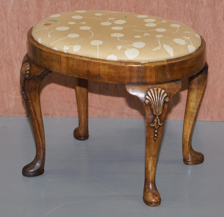 Georgian Irish Walnut Stool, Ornately Acanthus Leaf Carved Legs Lovely ...