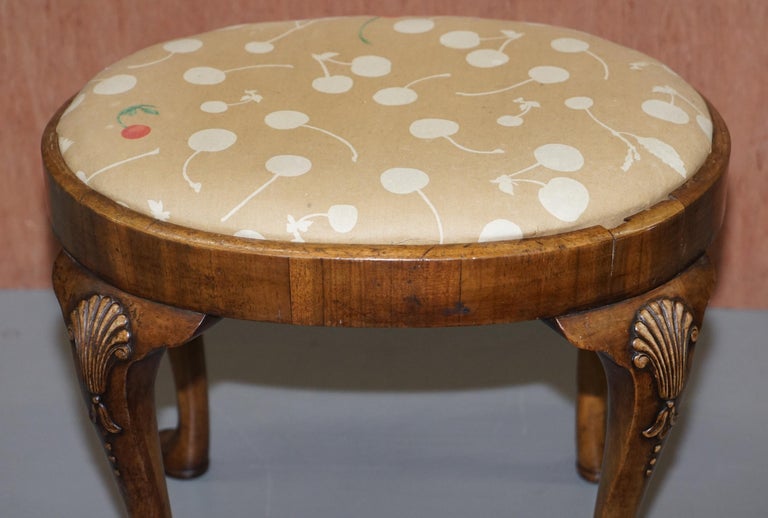 Georgian Irish Walnut Stool, Ornately Acanthus Leaf Carved Legs Lovely ...