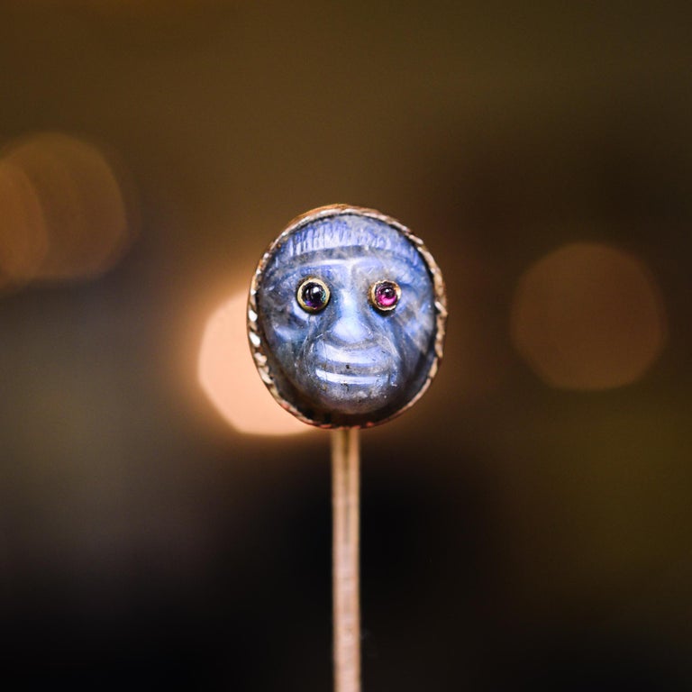 Georgian Labradorite Monkey Head Stick Pin at 1stDibs