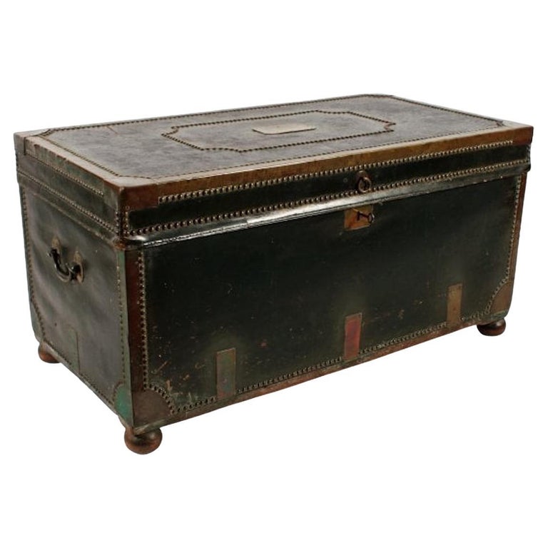 Georgian Leather Bound Campaign Trunk, 19th Century For Sale at 1stDibs